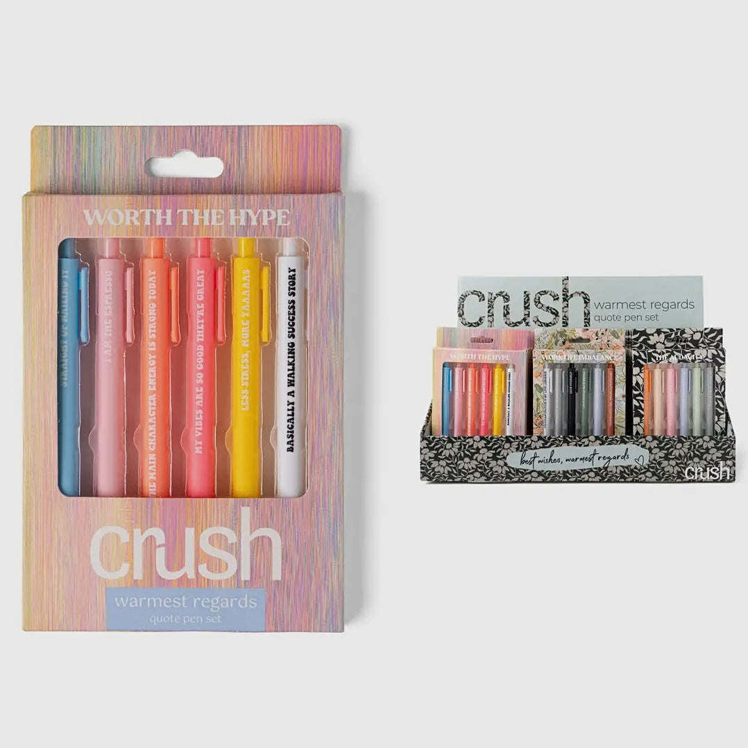 CRUSH WARMEST REGARDS QUOTE PEN SETS OF 6 PENS PER PACK – Pink ...